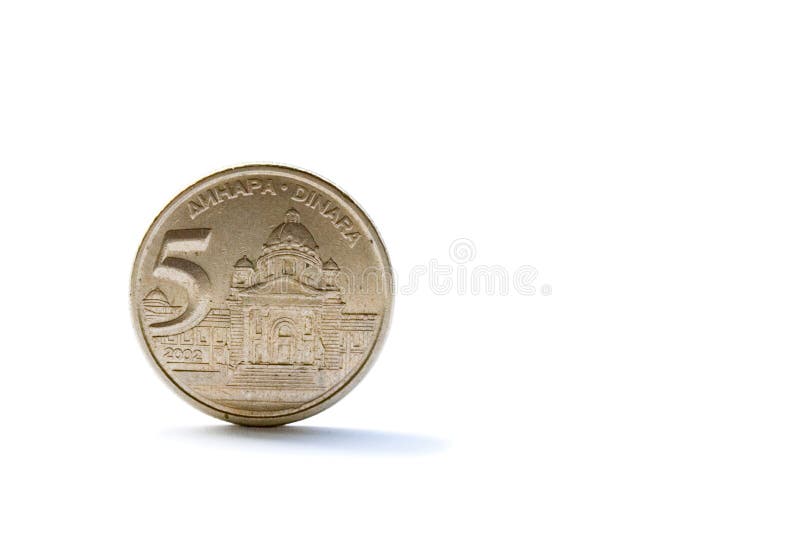 Single Five Serbian Dinara Coin Isolated on White Background Stock ...