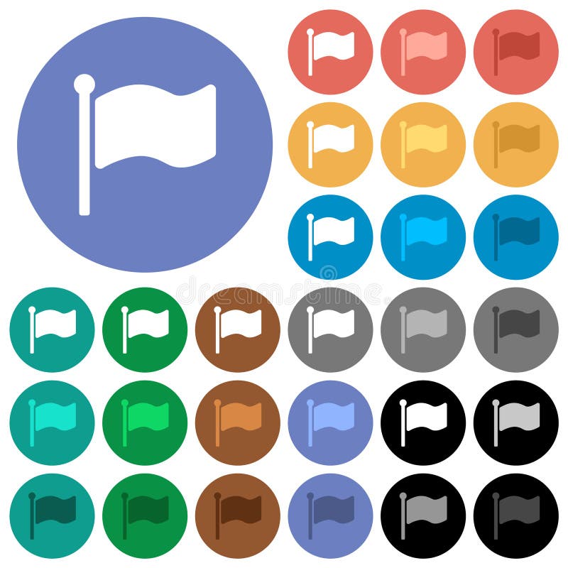 Single Flag Solid Round Flat Multi Colored Icons Stock Vector ...