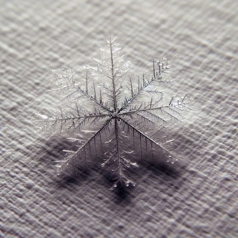 A Single Flake of Snow Resting on a White Canvas, Photo V Stock ...