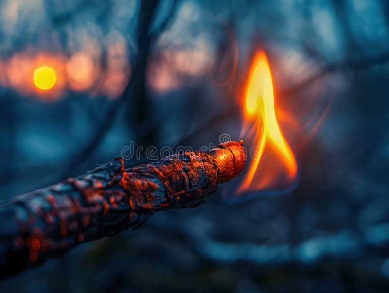 A Single Flame Flickering in the Dark, Creating Dramatic Shadows ...