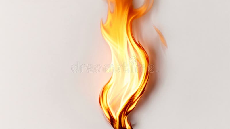 A Single Flame Rising Upward Against a White Background Stock ...