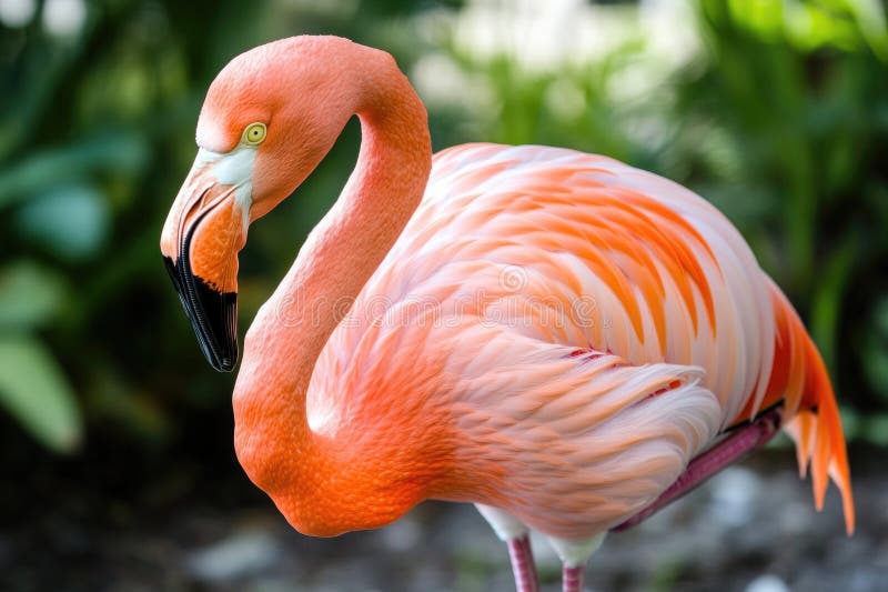 A Single Flamingo Stands Tall in Lush Green Grass, Ready for Its Next ...