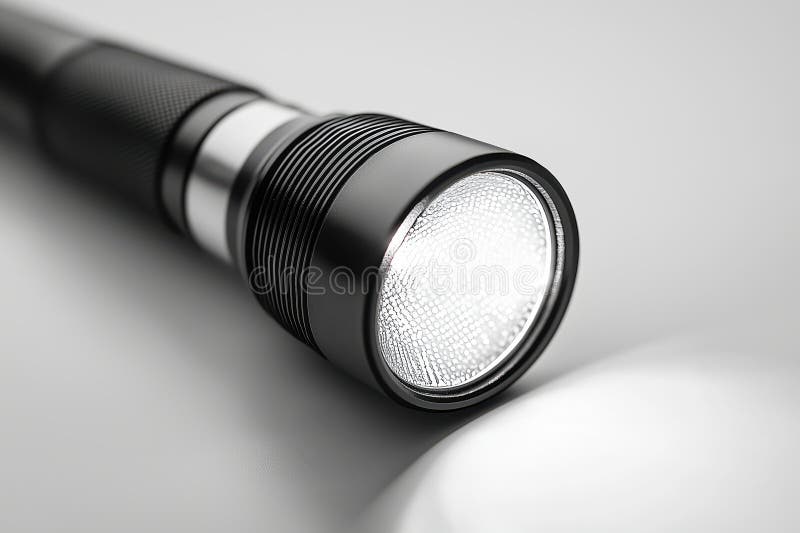 Flashlight Standing Alone Against Clean White Background, Sleek and ...