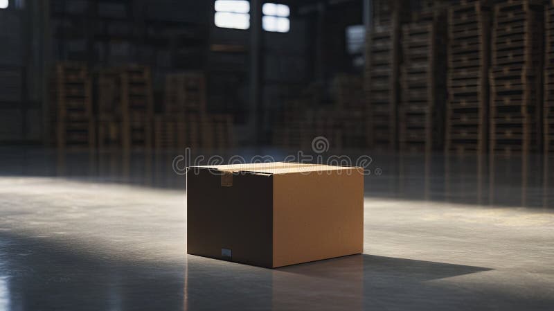 A Single Flat-pack Furniture Box Styled on a Clean Warehouse Floor ...