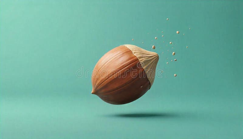 Hazelnut with Skin Detail Floating Against Soft Aqua Background Stock ...