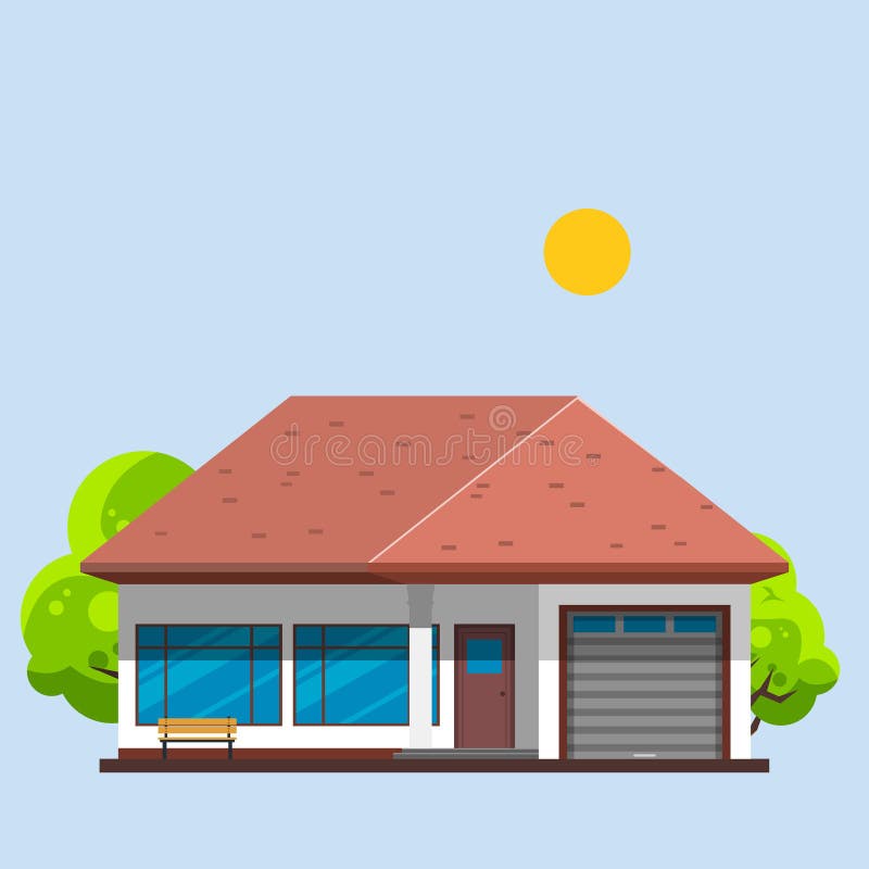 Single Floor Family House Design Stock Illustration - Illustration of ...