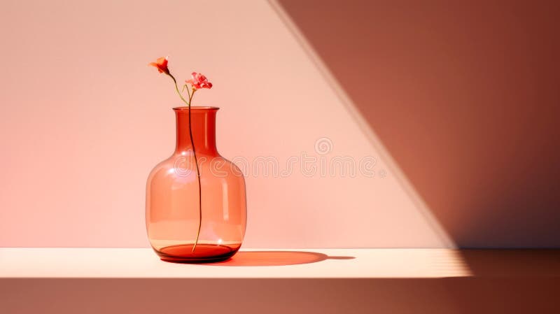 Single Flower in Amber Vase on Peach Background Stock Photo - Image of ...