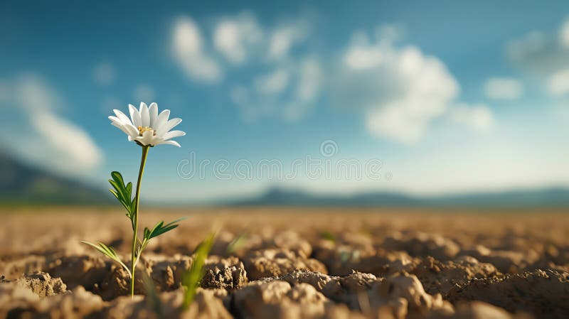 A Single Flower Blooming in an Empty Field, Symbolizing Resilience ...