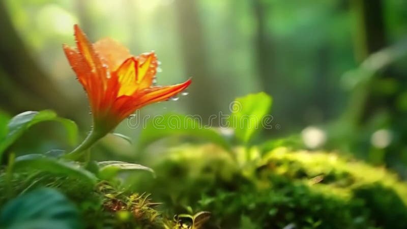 A Single Flower Blooming in a Hidden Corner of the Forest Stock Video ...
