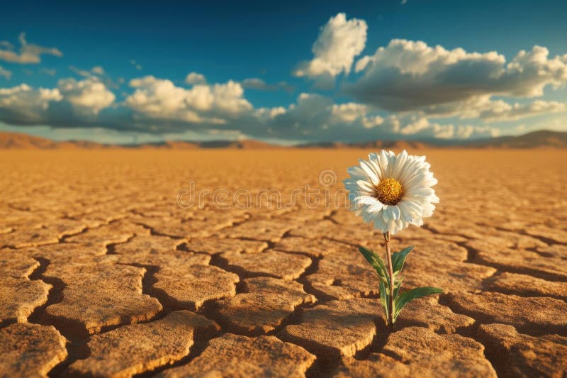 A Single Flower in the Desert, Resilience and Hope Stock Image - Image ...