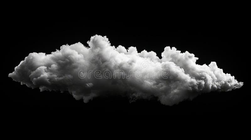 Single Fluffy Cloud on a Black Background. Stock Photo - Image of ...