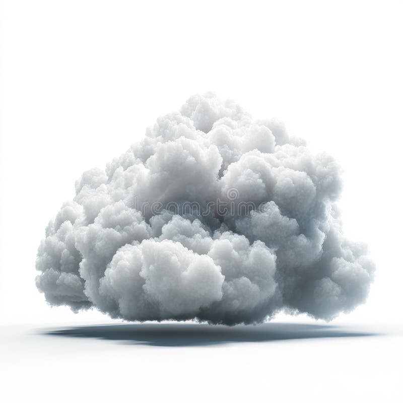 Single Fluffy Cumulus Cloud on White Background Stock Illustration ...
