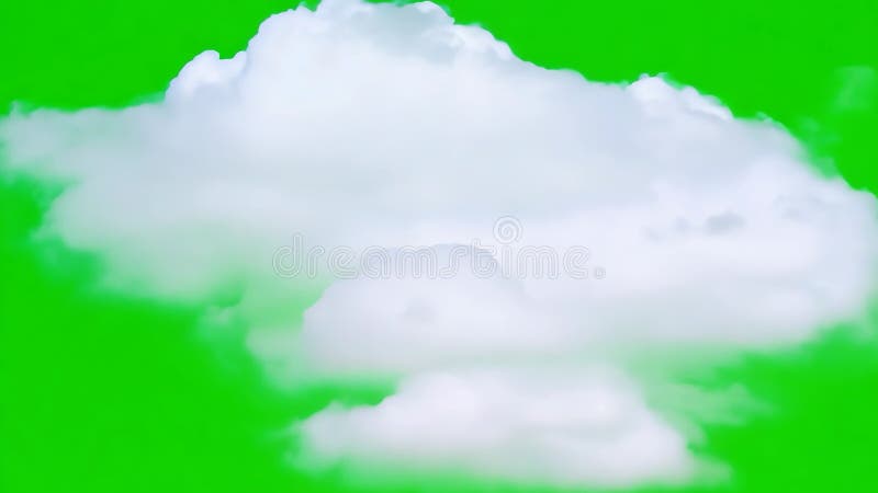 A Single Fluffy White Cloud Floating Against a Green Screen Background ...