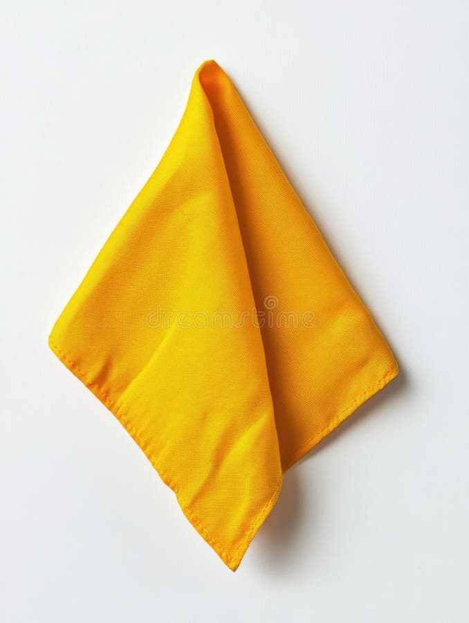 A Single, Folded Yellow Napkin Lying on a White Surface Stock Photo ...