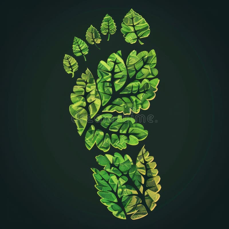 A Single Foot Made of Green Leaves on a Black Background Stock Photo ...