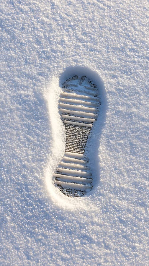 Single Footprint Imprinted on Sparkling Winter Snow Stock Illustration ...