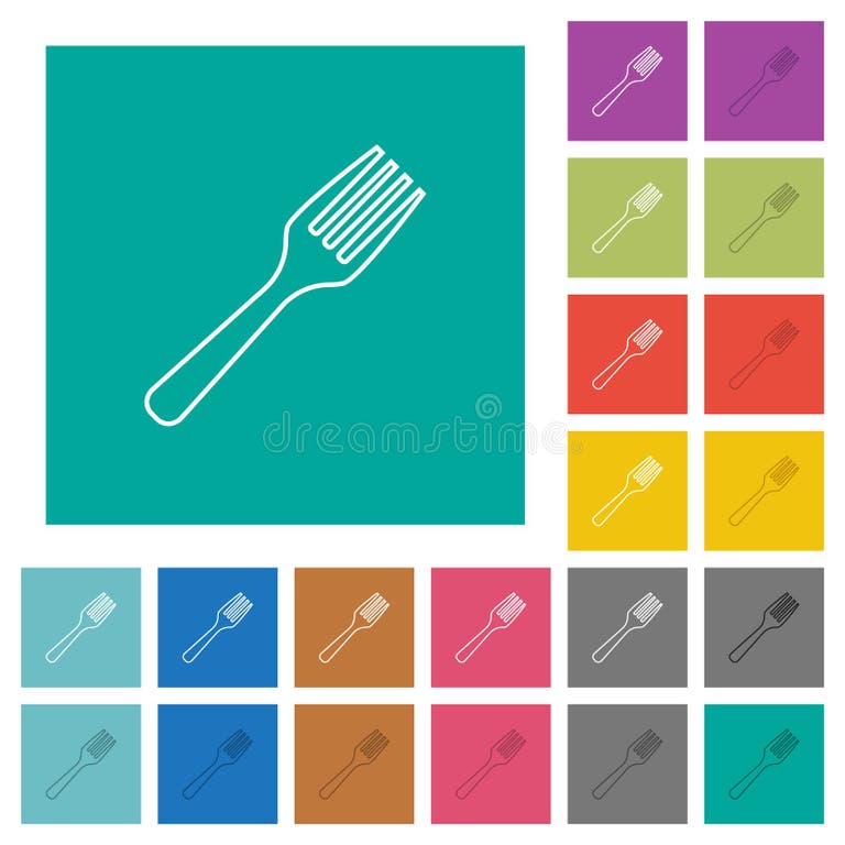 Single Fork Outline Square Flat Multi Colored Icons Stock Vector ...