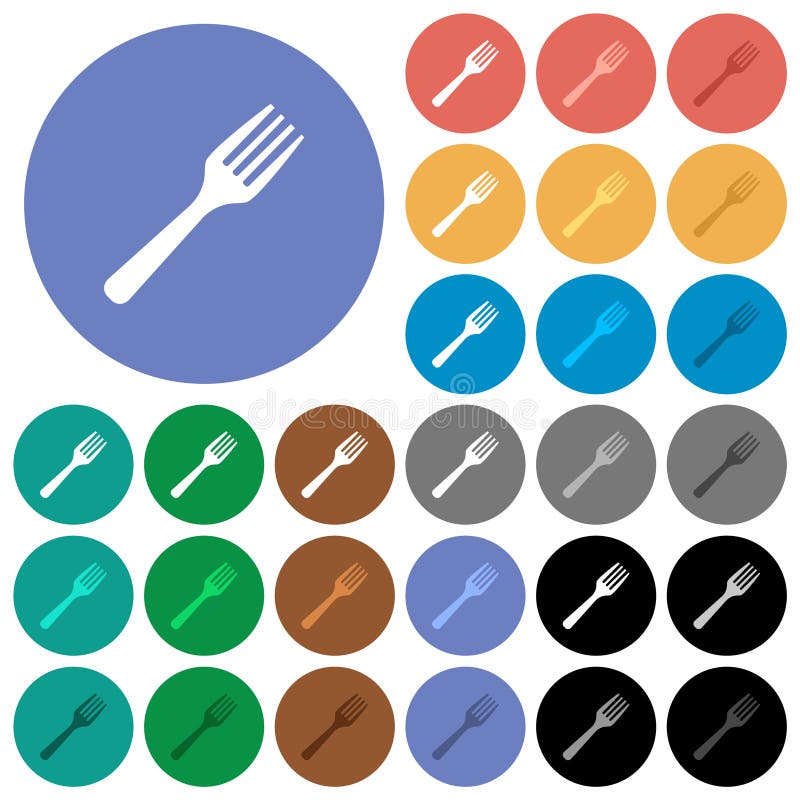 Single Fork Solid Round Flat Multi Colored Icons Stock Vector ...