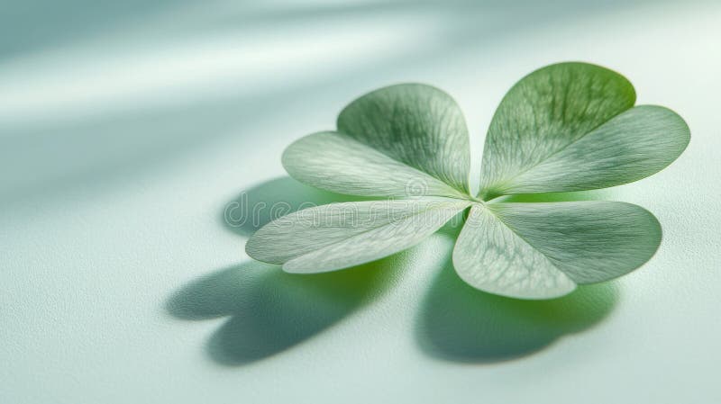 A Single Four Leaf Clover on Light Green Background Stock Illustration ...