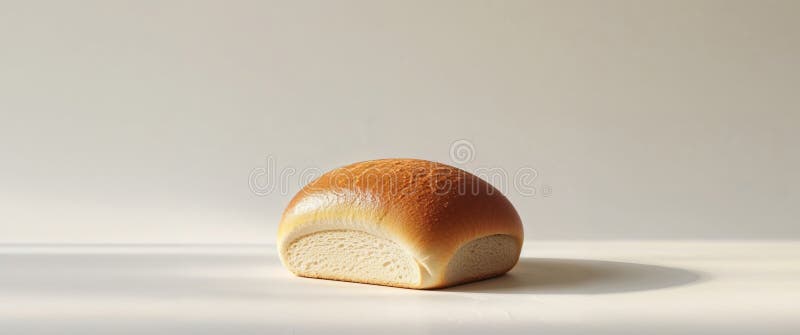 Single Fresh Baked Bread Bun Sits Simple Background Stock Photos - Free ...