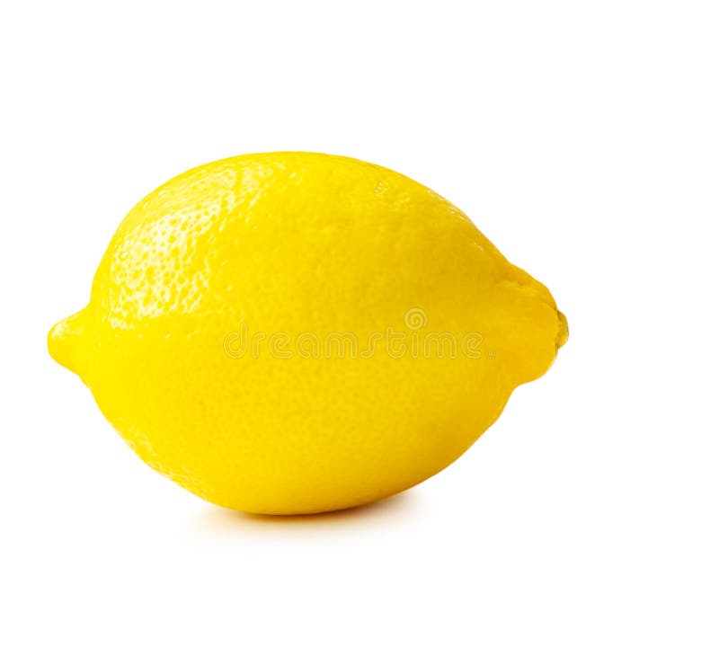 Single Fresh Beautiful Yellow Lemon Isolated on White Background with ...