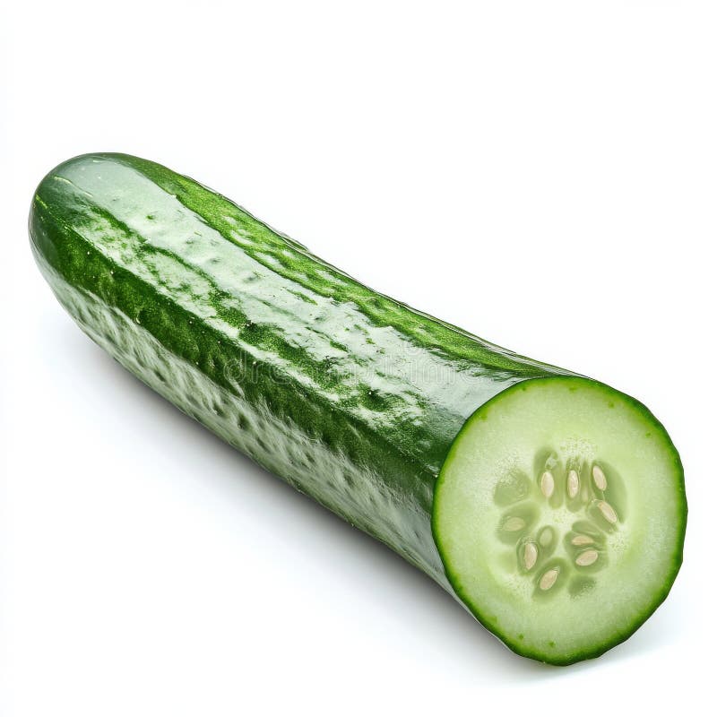 A Single Fresh Cucumber Slice, Isolated on a White Background, Stock ...