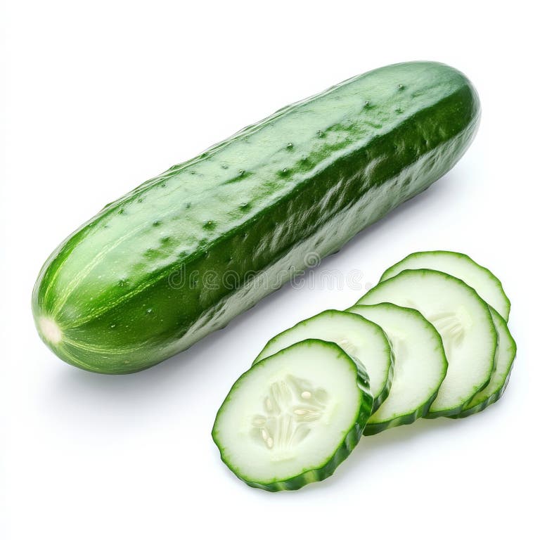 A Single Fresh Cucumber Slice, Isolated on a White Background, Stock ...