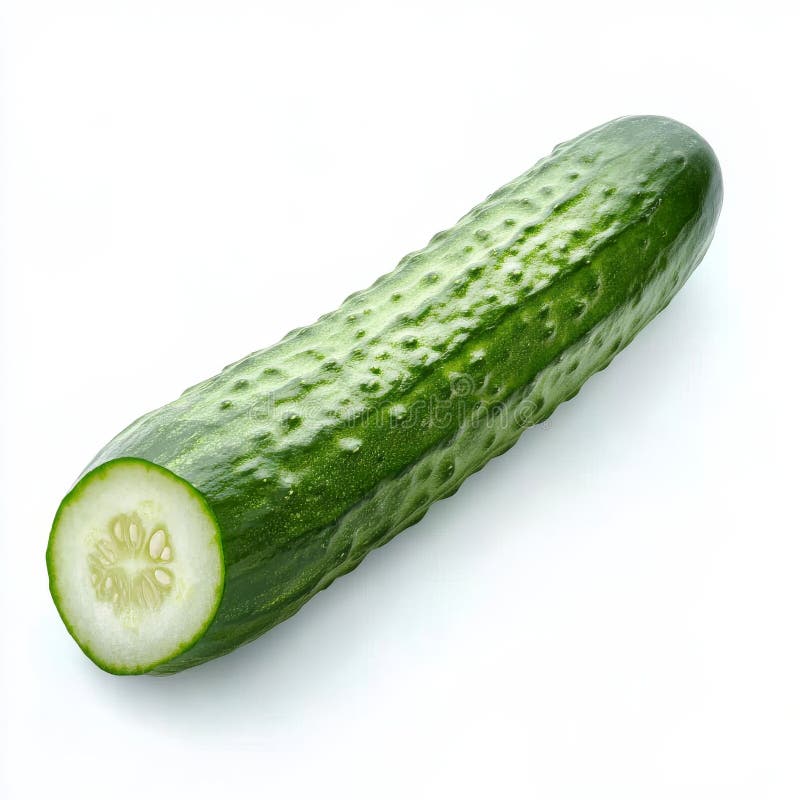 A Single Fresh Cucumber Slice, Isolated on a White Background, Stock ...