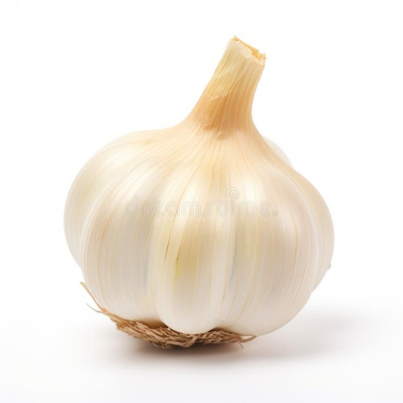 Single Fresh Garlic Bulb on Isolated Background Stock Image - Image of ...