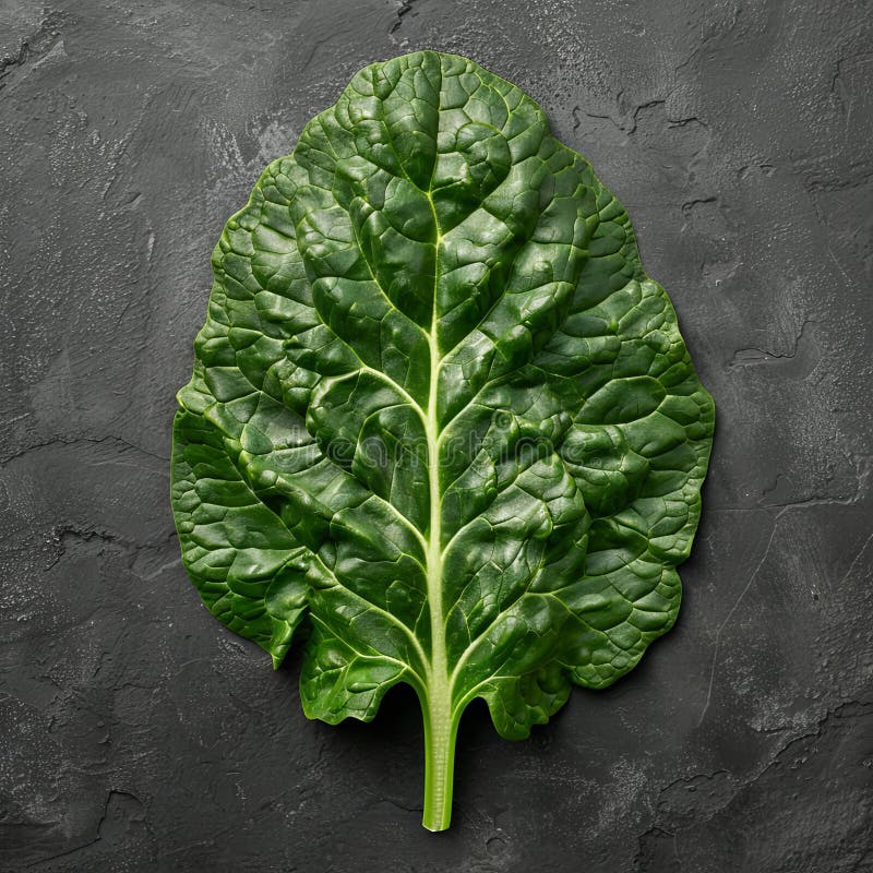 Single Fresh Green Lacinato Kale Leaf, Flat Lay on Dark Stone ...