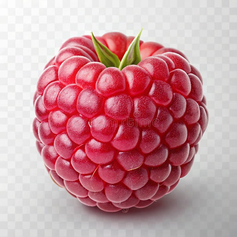Single Fresh Raspberry with Detailed Texture on Transparent Background ...