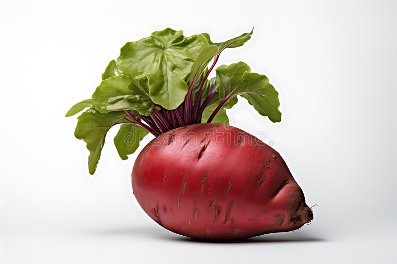 Single Fresh Red Beetroot with Green Leaves Stock Illustration ...