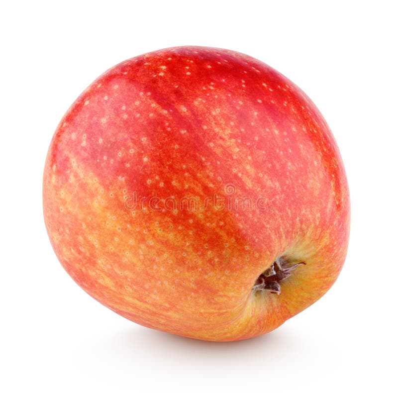 Single Fresh Red Apple with Stem Isolated on White Stock Photo - Image ...