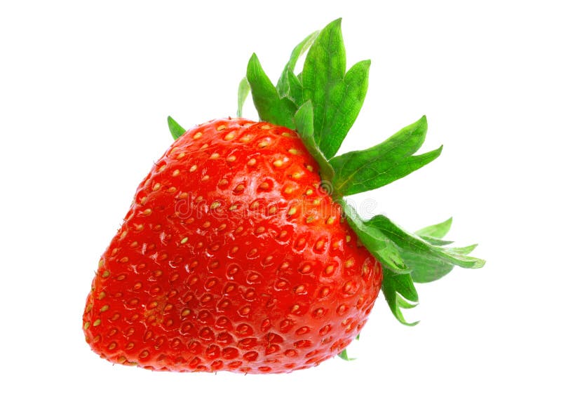 Single Fresh Strawberries. Isolated Stock Photo - Image of seed ...