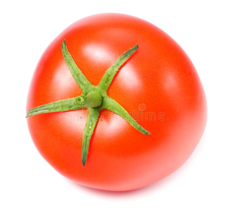 Single Red Tomato With A Grey Fabric And White Background Stock Photo ...