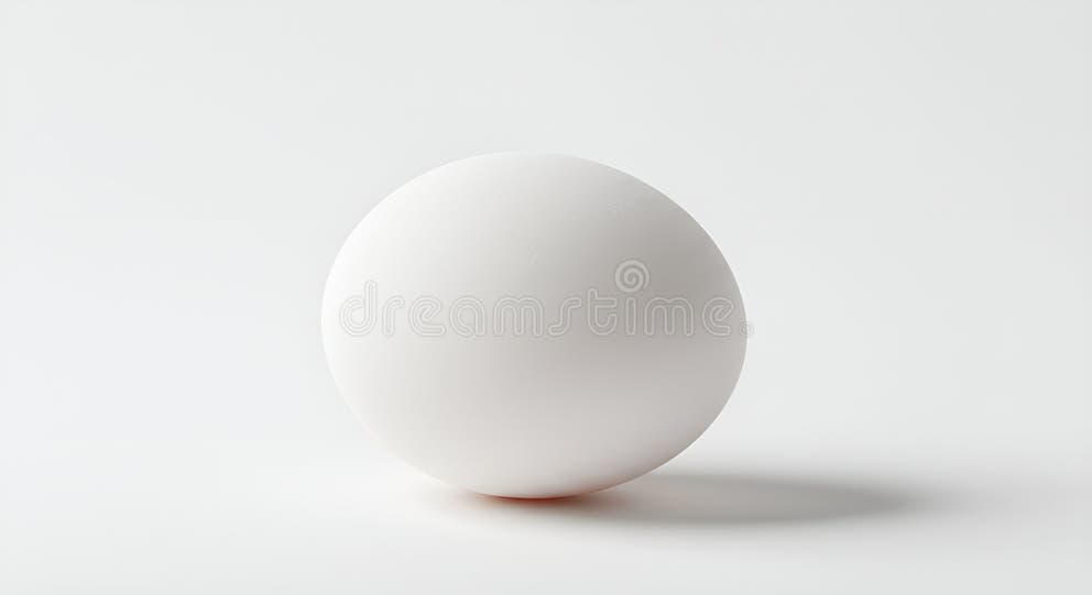 A Single Fresh White Egg, Smooth Shell, Isolated on a Pure White ...