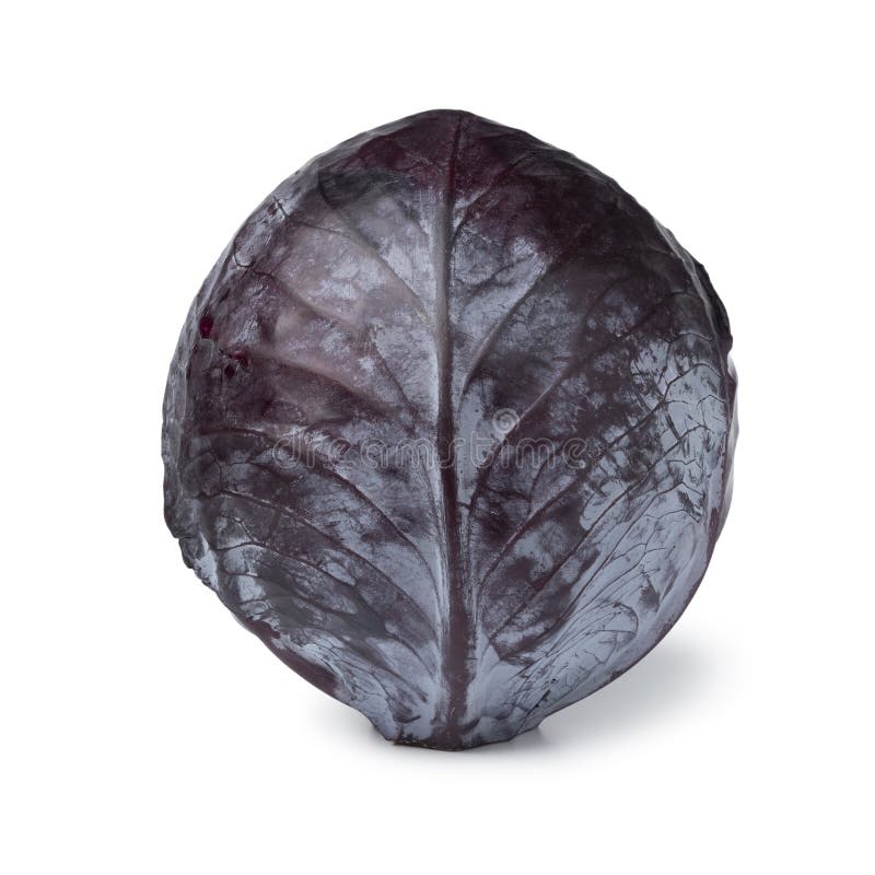 Single Fresh Whole Red Cabbage on White Background Stock Photo - Image ...