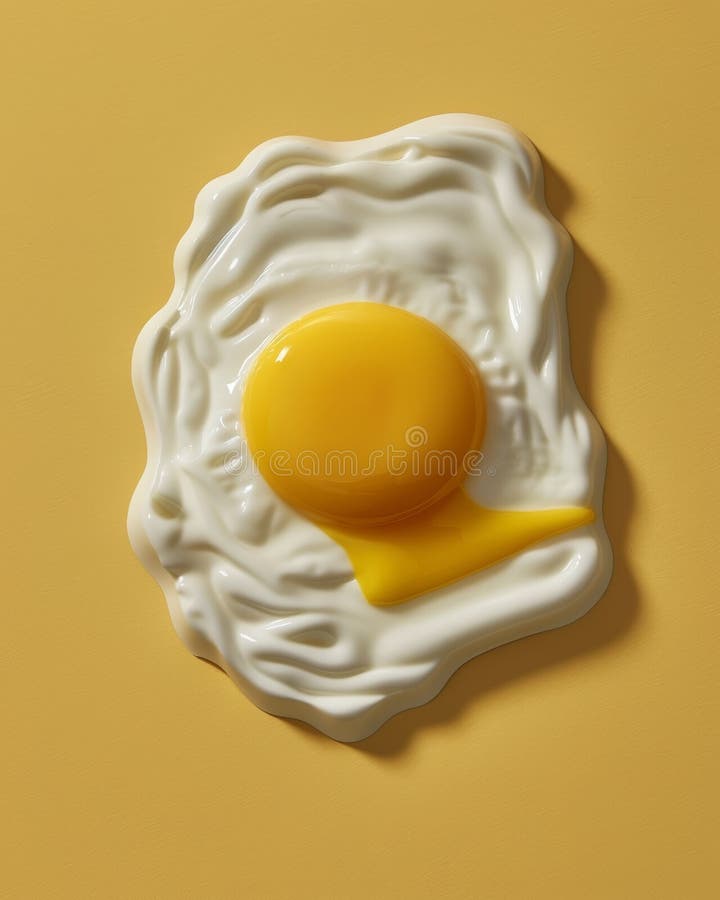 A Single Fried Egg with a Bright Yellow Yolk Centered on a Plain, Solid ...