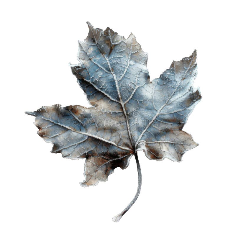 A Single Frosted Maple Leaf on a Black Background Stock Image ...