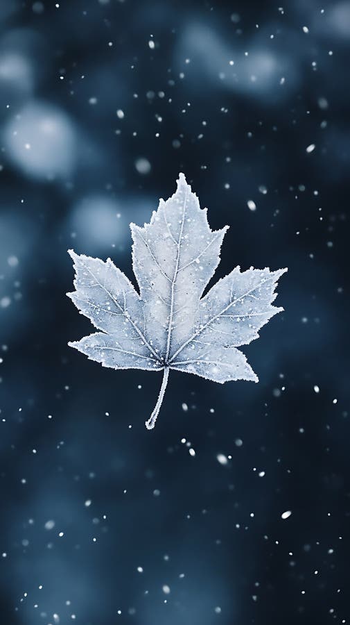 Frosted Maple Leaf in Winter Stock Illustration - Illustration of ...