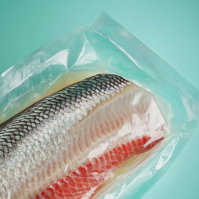 A Single Frozen Fillet of Fish, Which May Be a Cod Loin, is Sealed ...