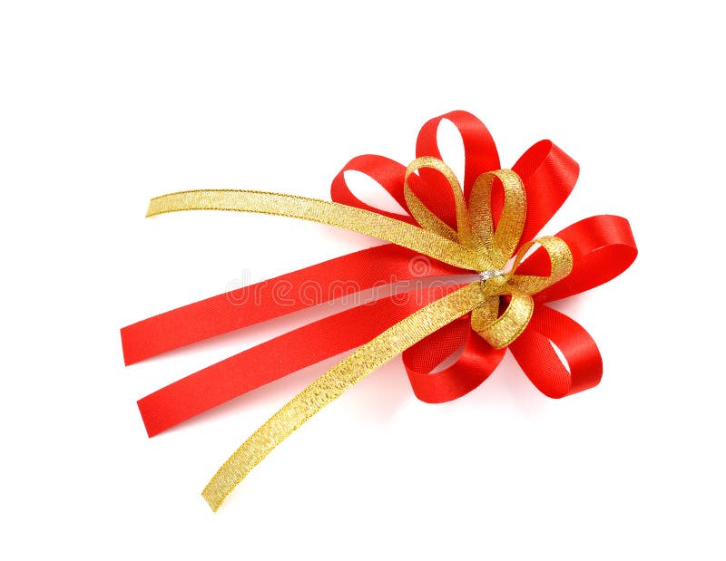 Single Ribbon Gift Bow Isolated on White Stock Image - Image of event ...