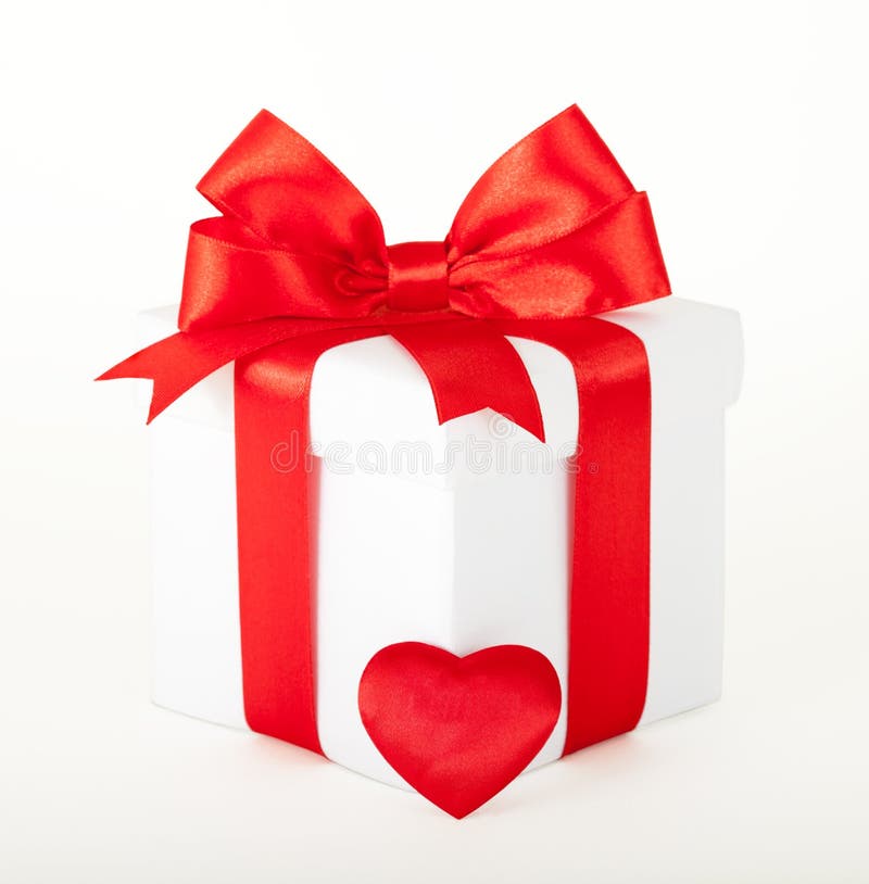 Single Gift Box with Red Ribbon Stock Image - Image of colorful ...