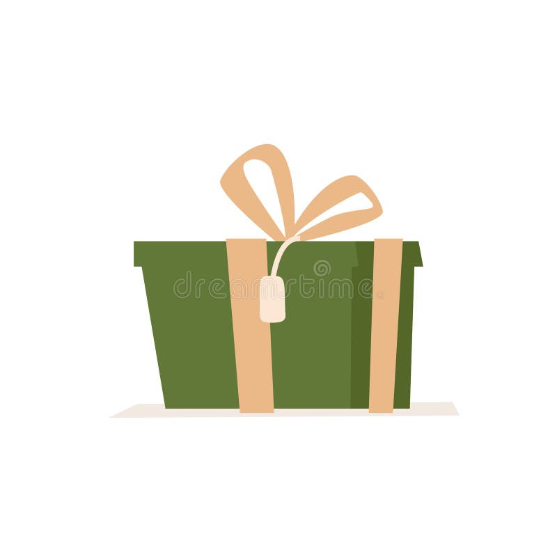Single Giftbox Vector Illustration. Green Square Present with Yellow ...
