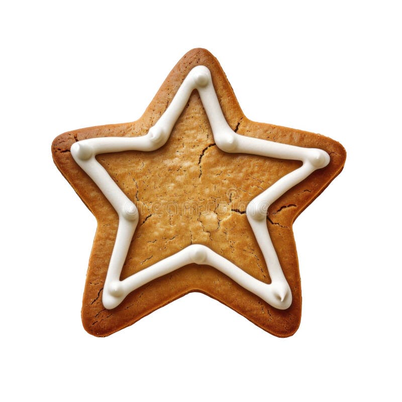A Single Gingerbread Cookie in the Shape of a Star, Decorated with ...