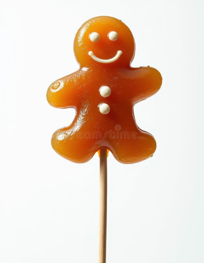 A Single, Gingerbread-shaped Candy on a Stick, AI-generated Stock ...