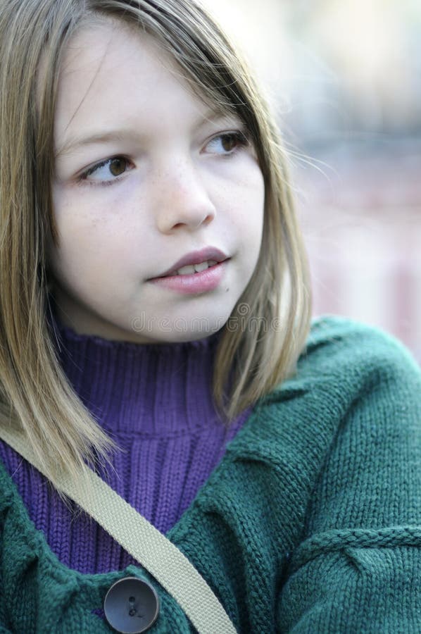 Single Girl Portrait With Green Blouse Picture. Image: 13924277