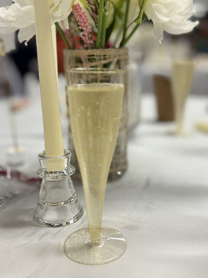 A Single Glass of Champagne for Toast Stock Photo - Image of glass ...
