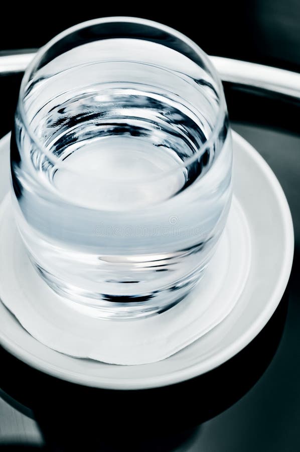 Single Glass of Clean Clear Drinking Water Close Up Macro on the Table ...