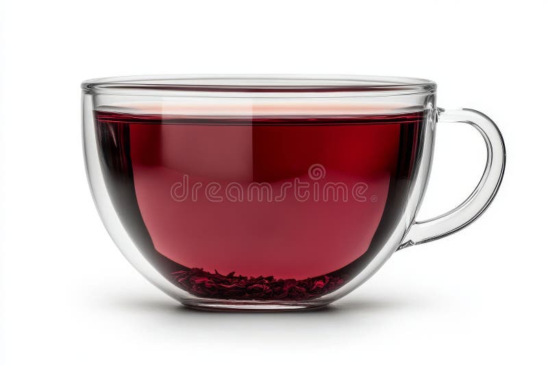 A Single Glass Cup Containing Black Tea, Isolated on a White Surface ...